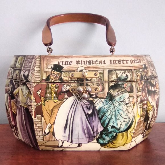 Vintage | Bags | Vintage 96s Anthony Gruerio Decoupage Wooden Box Purse ...